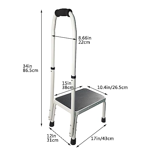 Sattiyrch Step Stool with Handle for Ederly,Sturdy and Lightweight Stool with Anti-Skid Platform,Easy Assmbly,Safely Supports up to 350 Pounds with 9.5 Inch