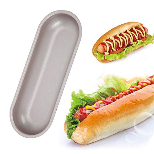 Hot Dog Loaf Pans 7 Inch Oval Shape Baking Pan Non-Stick Hot Dog Bread Bun Molds Carbon Steel Bread Mold Bakeware Set for Kitchen DIY Homemade Oven Baking Tool(7Inch)