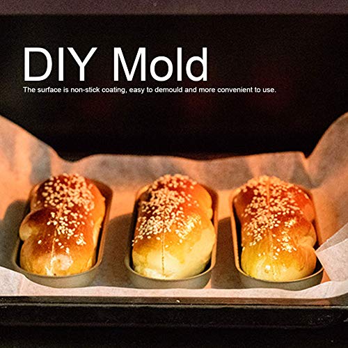 Hot Dog Loaf Pans 7 Inch Oval Shape Baking Pan Non-Stick Hot Dog Bread Bun Molds Carbon Steel Bread Mold Bakeware Set for Kitchen DIY Homemade Oven Baking Tool(7Inch)