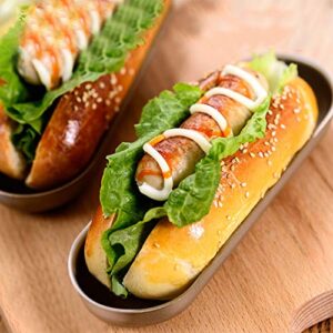 Hot Dog Loaf Pans 7 Inch Oval Shape Baking Pan Non-Stick Hot Dog Bread Bun Molds Carbon Steel Bread Mold Bakeware Set for Kitchen DIY Homemade Oven Baking Tool(7Inch)