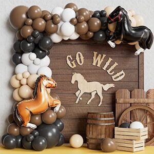 western cowboy party decorations,horse racing balloon arch garland kit,136pcs black white blush brown balloons for derby day festival farm cow wild party birthday baby shower decor supplies