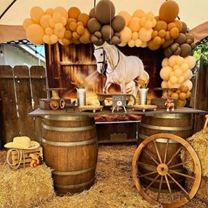 Western Cowboy Party Decorations,Horse Racing Balloon Arch Garland Kit,136PCS Black White Blush Brown Balloons for Derby Day Festival Farm Cow Wild Party Birthday Baby Shower Decor Supplies