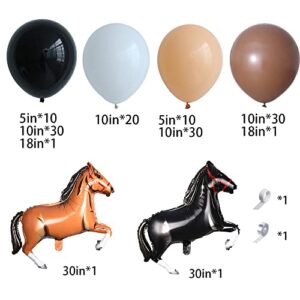 Western Cowboy Party Decorations,Horse Racing Balloon Arch Garland Kit,136PCS Black White Blush Brown Balloons for Derby Day Festival Farm Cow Wild Party Birthday Baby Shower Decor Supplies