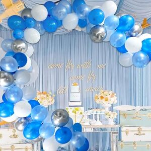 blue balloon arch kit, 126pcs sliver blue and white garland kit, garland kit for birthday party, baby shower decoration, 10" and 5" blue balloon graduation decoration (blue)