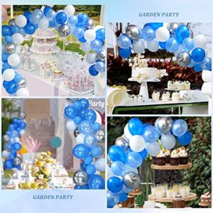 Blue Balloon Arch Kit, 126PCS Sliver Blue and White Garland Kit, Garland Kit for Birthday Party, Baby Shower Decoration, 10" and 5" Blue Balloon Graduation Decoration (Blue)