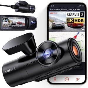 vantrue n4 pro 3 channel 4k wifi dash cam, starvis 2 imx678 night vision, 4k+1080p+1080p front inside and rear triple car camera, voice control, gps, 4k hdr, 24 hours parking mode, support 512gb max