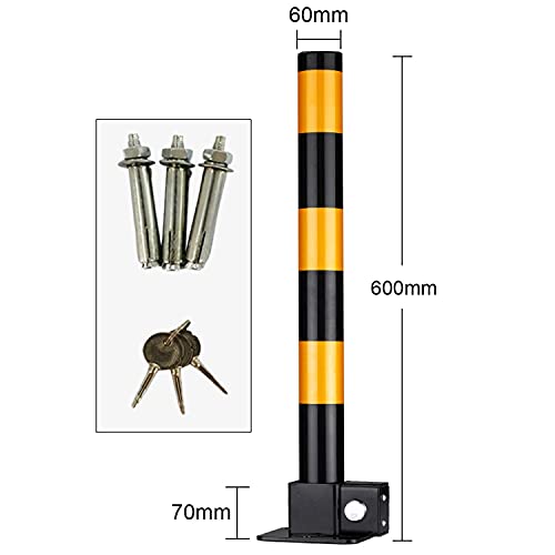 Car Parking Space Lock Bollard Lockable Folding Security Post Bollard Parking Post Easy Installation with Keys(Black Yellow)(Black Yellow) (Black Yellow) (Black Yellow)