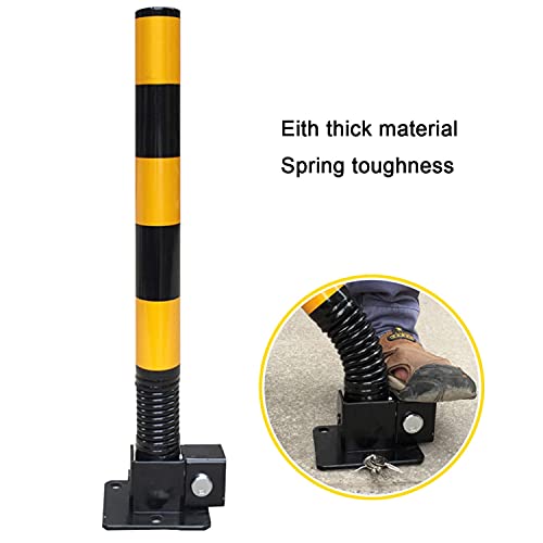 Car Parking Space Lock Bollard Lockable Folding Security Post Bollard Parking Post Easy Installation with Keys(Black Yellow)(Black Yellow) (Black Yellow) (Black Yellow)