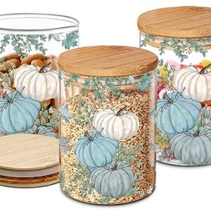 PINATA Blue Pumpkins Fall Decorations for Home, Canister Sets Kitchen Counter Countertop, Blue Farmhouse Decor, Organization and Storage 3.3''X3.3''X5.1'' Decor Container (3 Pack) 3.35 Diameter