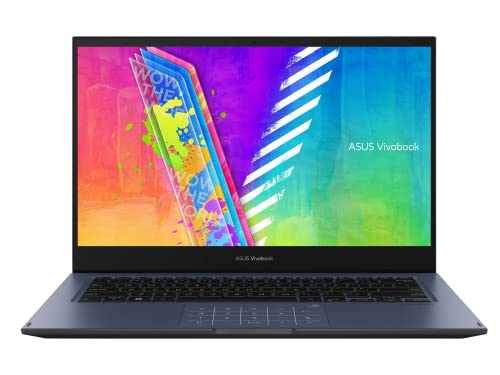 ASUS 2022 VivoBook Go 14 Flip Thin and Light 2-in-1 Touch Laptop, Intel Celeron N4500 Processor, 4GB RAM, 64GB eMMC Flash Memory, Intel HD Graphics, HD Webcam, Quiet Blue, Win 11 S, 32GB USB Card