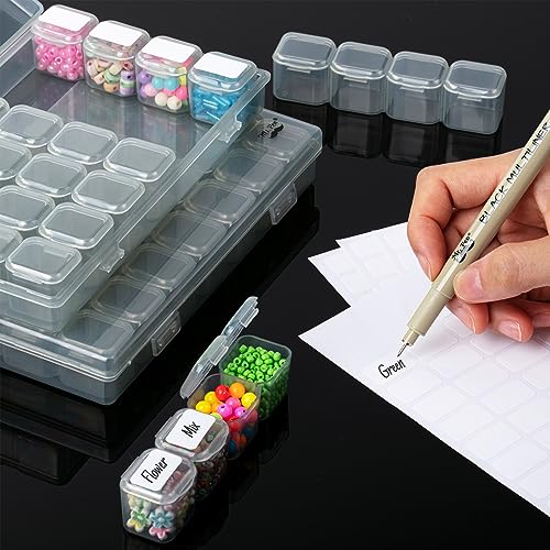 Mr. Pen-Bead Storage Containers, 28 Grids, 2 Pack, Grey, 160pcs Label Stickers, Bead Organizer, Craft Organizers and Storage, Bead Containers for Organizing, Bead Organizers and Storage, Bead Box