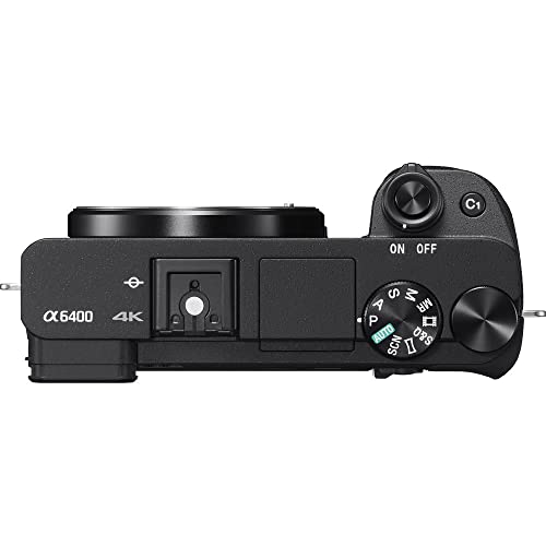 Sony a6400 Mirrorless Camera (ILCE-6400/B) + 64GB Card + NPF-W50 Battery + Card Reader + Corel Photo Software + HDMI Cable + Case + Flex Tripod + Hand Strap + Cap Keeper + More (Renewed)