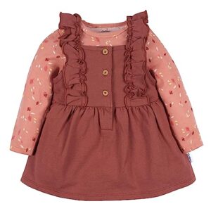 Gerber Baby Girls Toddler 2 Piece Overall Dress Set, Orange Leaves, 18 Months