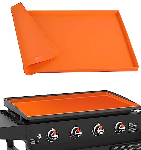 28" Griddle Mat Silicone for Blackstone, Griddle Silicone Protective Mat Cover,Heavy Duty Food Grade Silicone Grill Cover,Protect Your Grill from Rodents,Insects,Debris and Rust(Orange 28inch)