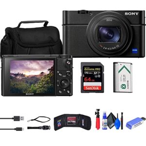 sony cyber-shot dsc-rx100 vii digital camera (dsc-rx100m7) + 64gb memory card + case + card reader + flex tripod + memory wallet + cleaning kit (renewed)