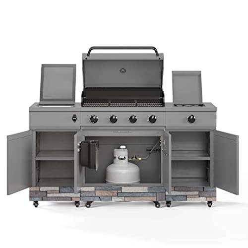 Fresno Series Gunmetal Gray + Graphite Stacked Stone Island Grill