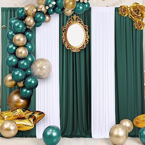 30ft×10ft Wrinkle Free Blackish Green Backdrop Curtain for Party Wedding 6 Panels 5ft×10ft Hunter Green Polyester Drapes for Curtain Backdrop Decor Birthday Baptism Photography Baby Shower