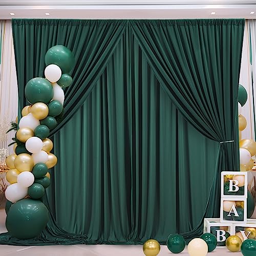 30ft×10ft Wrinkle Free Blackish Green Backdrop Curtain for Party Wedding 6 Panels 5ft×10ft Hunter Green Polyester Drapes for Curtain Backdrop Decor Birthday Baptism Photography Baby Shower