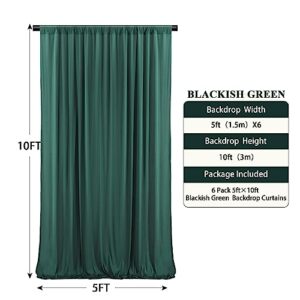 30ft×10ft Wrinkle Free Blackish Green Backdrop Curtain for Party Wedding 6 Panels 5ft×10ft Hunter Green Polyester Drapes for Curtain Backdrop Decor Birthday Baptism Photography Baby Shower