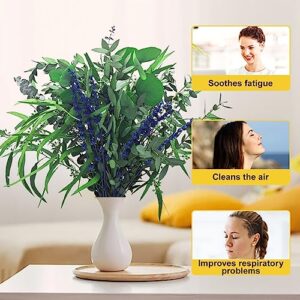 5 Kinds Mix Dried Eucalyptus & Lavender Flowers for Shower Bundle, 15''-17''Natural Real Fresh Preserved Eucalyptus Leaves and Lemon Hanging Plants, Home Bathroom Decor, Fragrance