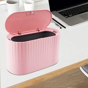 Uprony Mini Trash Can Pink with Lid 0.5 Gallon / 2L with 180 pcs Trash Bag, Tiny Trash Can Mini Bin Waste Basket, Countertop, Bedroom, Office, Vanity, Kitchen Garbage Can