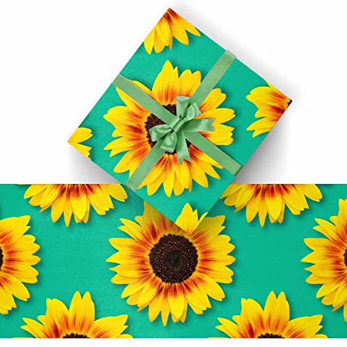 InterestPrint Bright Yellow Sun-Flower All Occasion Wrapping Paper Celebrate for Weddings, Birthdays,1 Roll