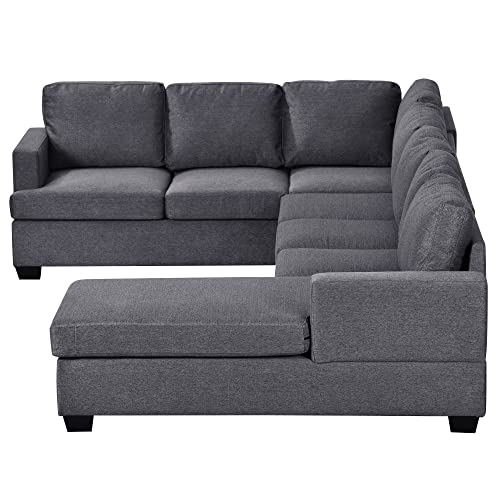 GODAFA Modern Large Upholstered U-Shape Sectional Sofa, Extra Wide Chaise Lounge 8 Seater Couch for Living Room Apartment, Gray