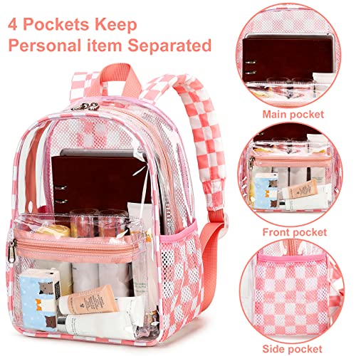 Clear Mini Backpack Stadium Approved 12x12x6 Small Transparent Backpacks Plastic See Through Bag for Work Festival Security Travel