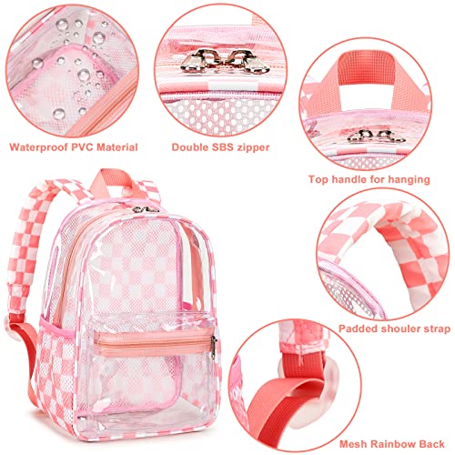 Clear Mini Backpack Stadium Approved 12x12x6 Small Transparent Backpacks Plastic See Through Bag for Work Festival Security Travel