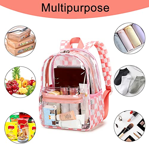 Clear Mini Backpack Stadium Approved 12x12x6 Small Transparent Backpacks Plastic See Through Bag for Work Festival Security Travel