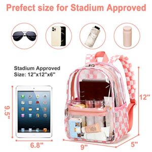 Clear Mini Backpack Stadium Approved 12x12x6 Small Transparent Backpacks Plastic See Through Bag for Work Festival Security Travel