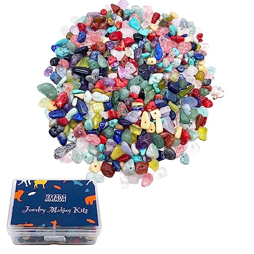 Xmada Crystal Beads for Jewelry Making, 300 PCS Natural Crystals and Stones, Natural Chip Stone Beads for Beading & Jewelry Making (Mixed)