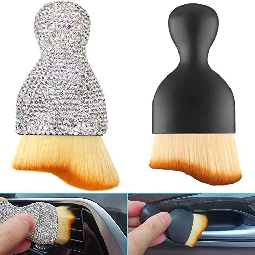 Dland 2 Pieces Car Interior Dust Brush, Car Cleaning Soft Bristle Brush Detail Brush, Used for Air Conditioning Vents, Computer, Dashboard, Car RV Interior, etc