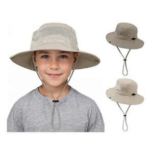 century star upf 50+ kids sun hat against uv sun rays kids bucket hat girls boys sun hats kids camping fishing safari 2pcs khaki & beige 5-13t