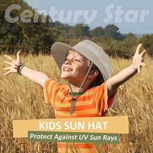 Century Star UPF 50+ Kids Sun hat Against UV Sun Rays Kids Bucket Hat Girls Boys Sun Hats Kids Camping Fishing Safari 2Pcs Khaki & Beige 5-13T