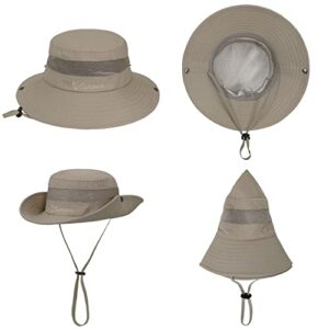 Century Star UPF 50+ Kids Sun hat Against UV Sun Rays Kids Bucket Hat Girls Boys Sun Hats Kids Camping Fishing Safari 2Pcs Khaki & Beige 5-13T