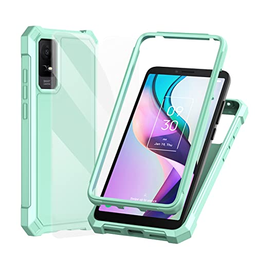 Ailiber Phone Case for TCL 30Z(T602DL), TCL 30 LE Case with Screen Protector, 2 Layer Structure Protection, Shockproof Corner TPU Bumper, Slim Silicone Phone Cover for Straight Talk TCL 30Z-Mint Green