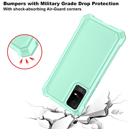 Ailiber Phone Case for TCL 30Z(T602DL), TCL 30 LE Case with Screen Protector, 2 Layer Structure Protection, Shockproof Corner TPU Bumper, Slim Silicone Phone Cover for Straight Talk TCL 30Z-Mint Green