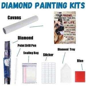 CAEJCCL 5D Diamond Art I Am Your Friend German Shepherd Diamond Painting Kits for Adults Paint by Number for Home Recreation and Wall Decoration 12x16 Inches