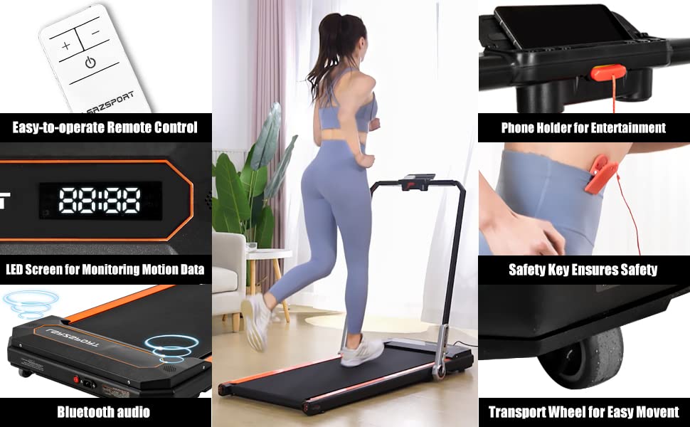 LSRZSPORT Under Desk Treadmill Prodable Treadmill for Home and Office with Speaker, Remote Control and LED Display