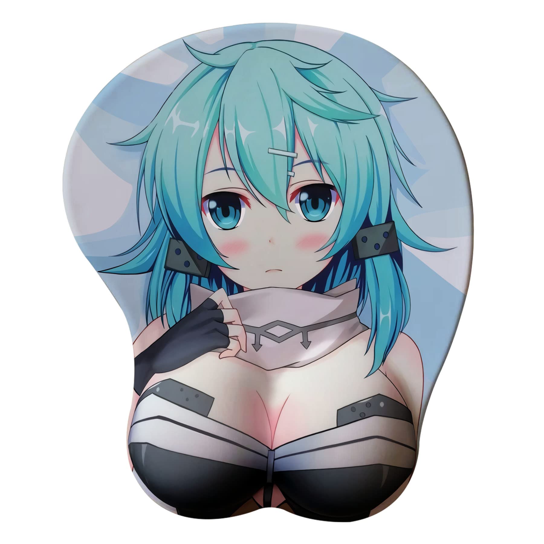 CVUWOXO Japanese Anime Girl Asada Shino 3D Mous pad, Silical Gel Oppai Mousepads with Wrist Rest Support, Relife Wrist Pain Design for Otaku's Gaming Mice Pad (Blue)