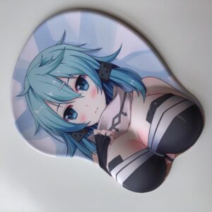 CVUWOXO Japanese Anime Girl Asada Shino 3D Mous pad, Silical Gel Oppai Mousepads with Wrist Rest Support, Relife Wrist Pain Design for Otaku's Gaming Mice Pad (Blue)