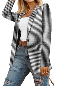 crazy grid women casual business blazer professional work blazer jacket ladies stretch long sleeve fashion suit jacket plus size xl houndstooth