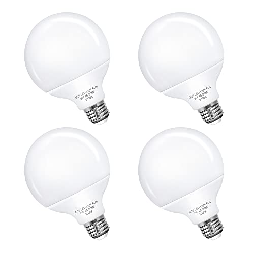 Globe LED Light Bulbs 60W Equivalent, G25 LED Vanity Bulb for Bathroom Mirror Light Bulbs, E26 LED Edison Base Round Light Bulb, Soft White 3000K, 500LM Not-Dimmable Decoration Lighting, 4 Pack