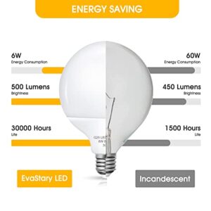 Globe LED Light Bulbs 60W Equivalent, G25 LED Vanity Bulb for Bathroom Mirror Light Bulbs, E26 LED Edison Base Round Light Bulb, Soft White 3000K, 500LM Not-Dimmable Decoration Lighting, 4 Pack