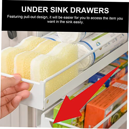 Zerodeko Under Sink Shelves Drawer Dividers s Drawer Rack Carbon Steel Slide Rail Household White Clear Shelves Storage Drawers Sliding Sink Shelf