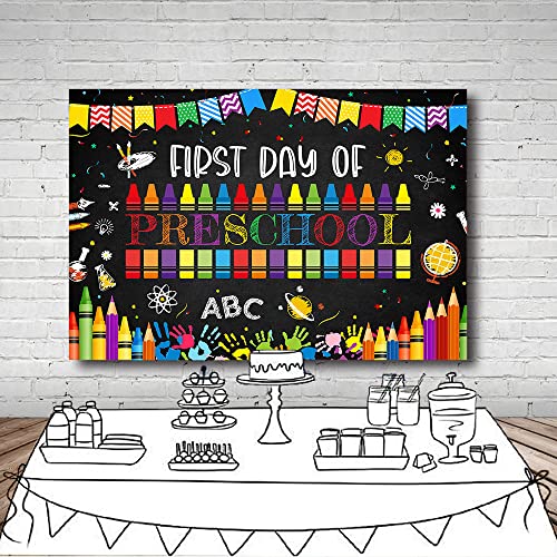 MEHOFOND 7x5ft Back to Preschool Backdrop for Kids Children Teachers and Students Classroom Party Decorations Supplies First Day of Preschool Kindergarten Photography Background Photo Studio Props