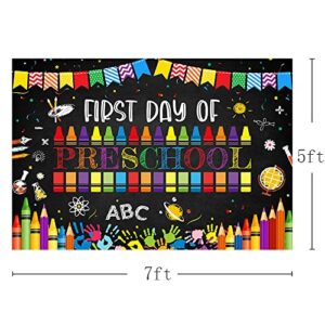 MEHOFOND 7x5ft Back to Preschool Backdrop for Kids Children Teachers and Students Classroom Party Decorations Supplies First Day of Preschool Kindergarten Photography Background Photo Studio Props