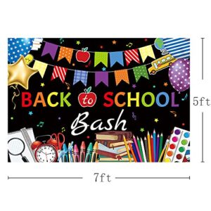 MEHOFOND 7x5ft Back to School Bash Backdrop Chalkboard First Day of Preschool Kindergarten Banner Colorful Pencil Books Welcome to Kindergarten Photography Background Photo Studio Props