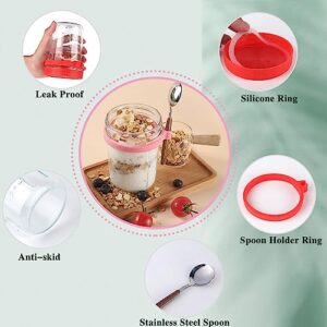 Saeifin Overnight Oats Containers with Lids and Spoons, 12OZ Mason Jar for Overnight Oats with Measure, Capacity Airtight for yogurt parfaits, mini salads, chia Seed Pudding and On-The-Go Breakfasts